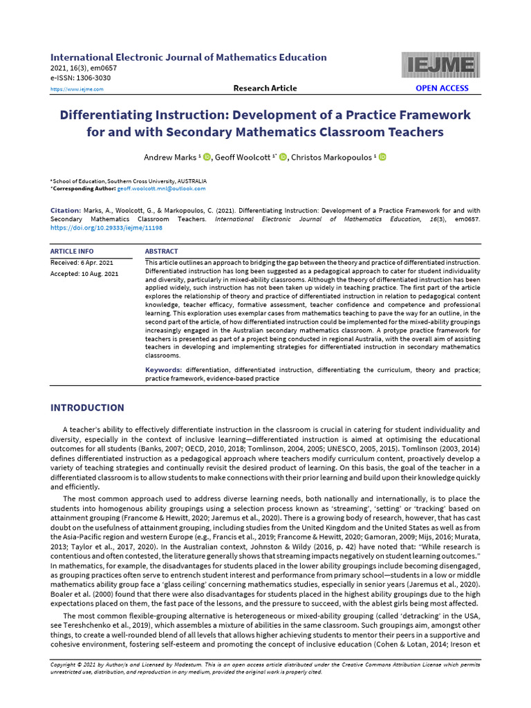 Differentiating Instruction Development of A Pract | PDF | Constructivism (Philosophy Of ...