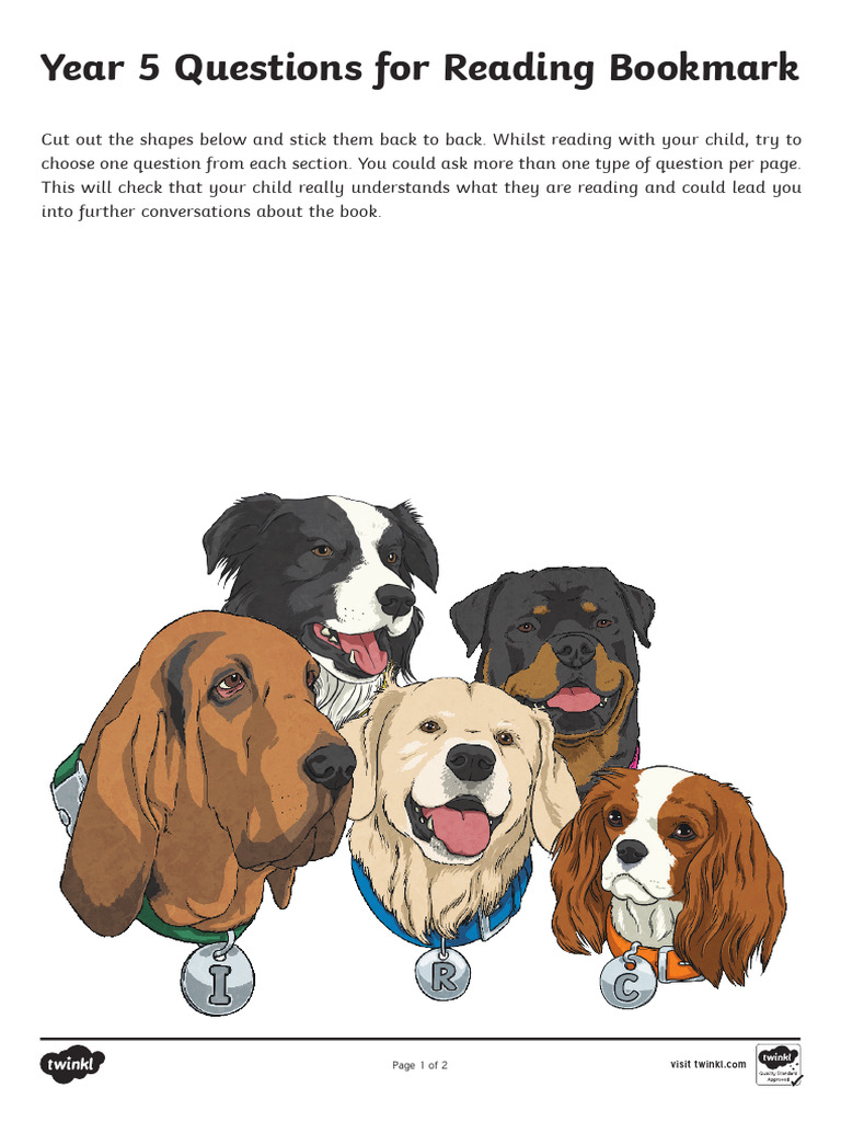 Questions For Reading Bookmark Question Cards | PDF | Cognitive Science