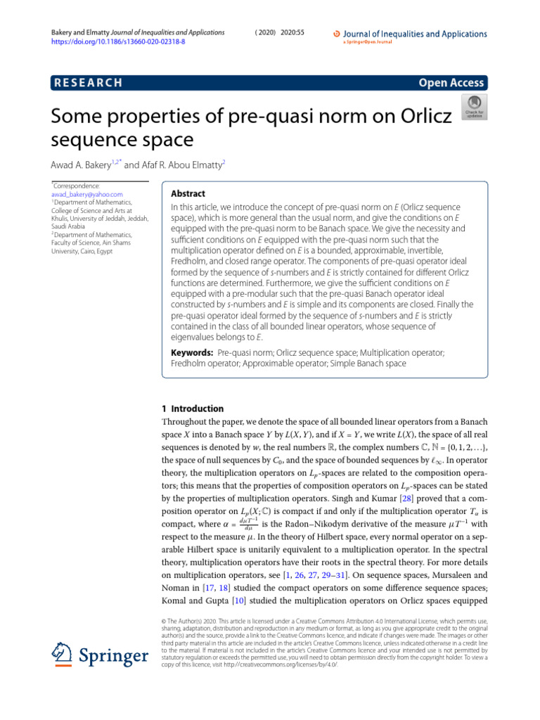 1 Orlicz Function Recent Paper 2020 | PDF | Operator (Mathematics ...