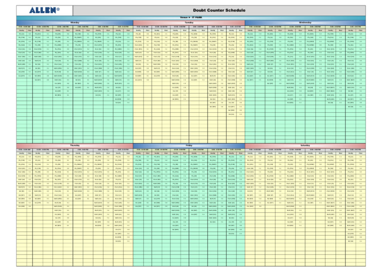 Allen: Doubt Counter Schedule | PDF