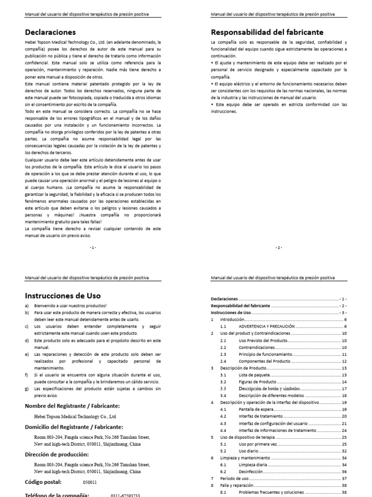 User Manual-Topson CPAP-Spanish-20200616 | PDF | Oxígeno