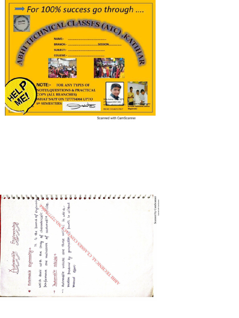 Automobile Note | PDF