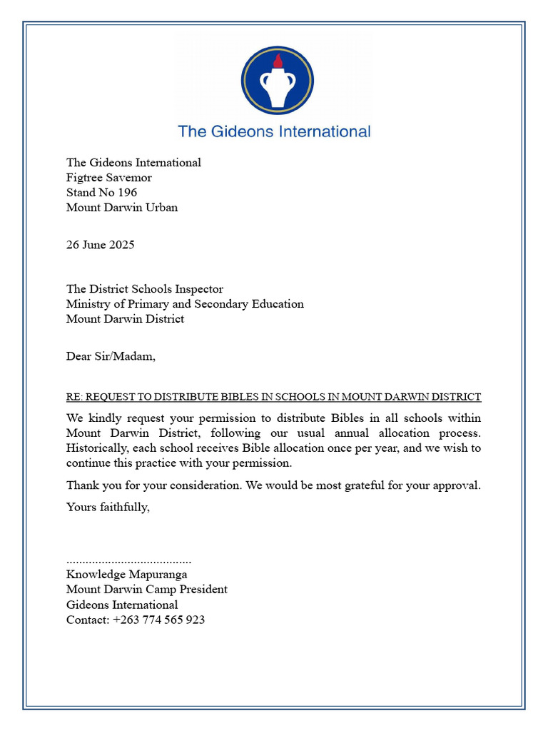 Gideons International Letter Rvs 2 | PDF