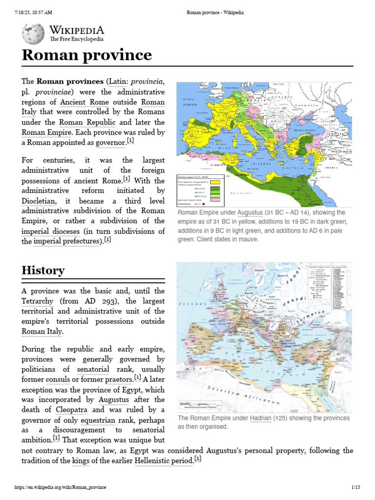 Roman Province - Wikipedia | PDF | Ancient Rome | Ancient Europe