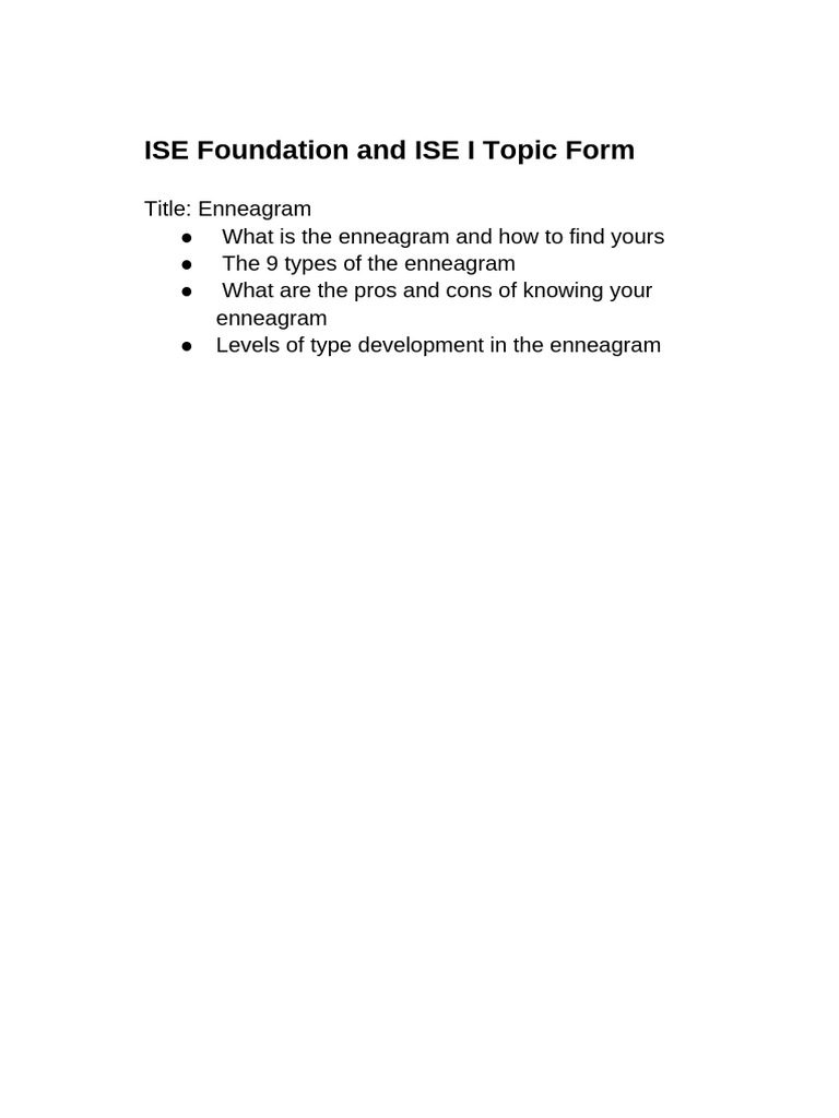 ISE Simplified Topic Form For Zoom | PDF