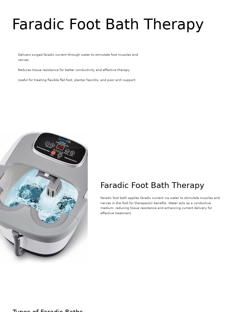 Faradic Foot Bath Therapy | PDF | Foot | Medical Specialties
