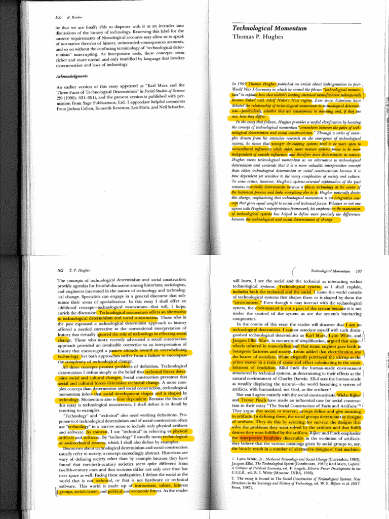 Technological Momentum - Hughes | PDF