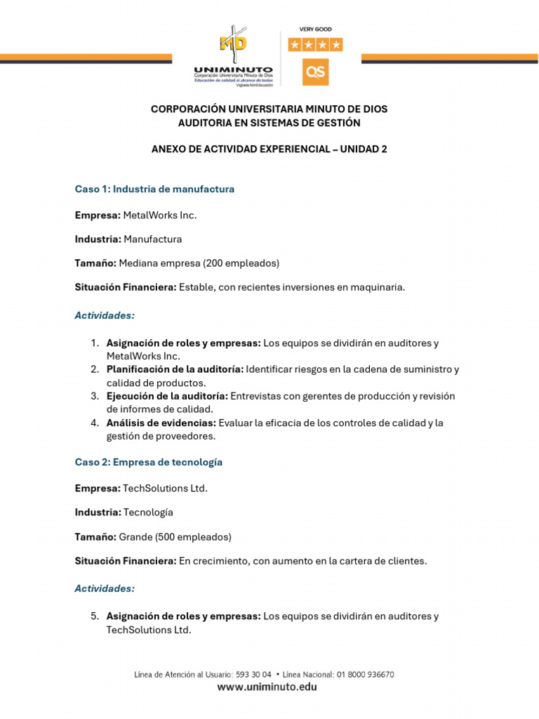 Uni2 - Anex - Estudio de Caso - Simulación | PDF | Auditoría | Business