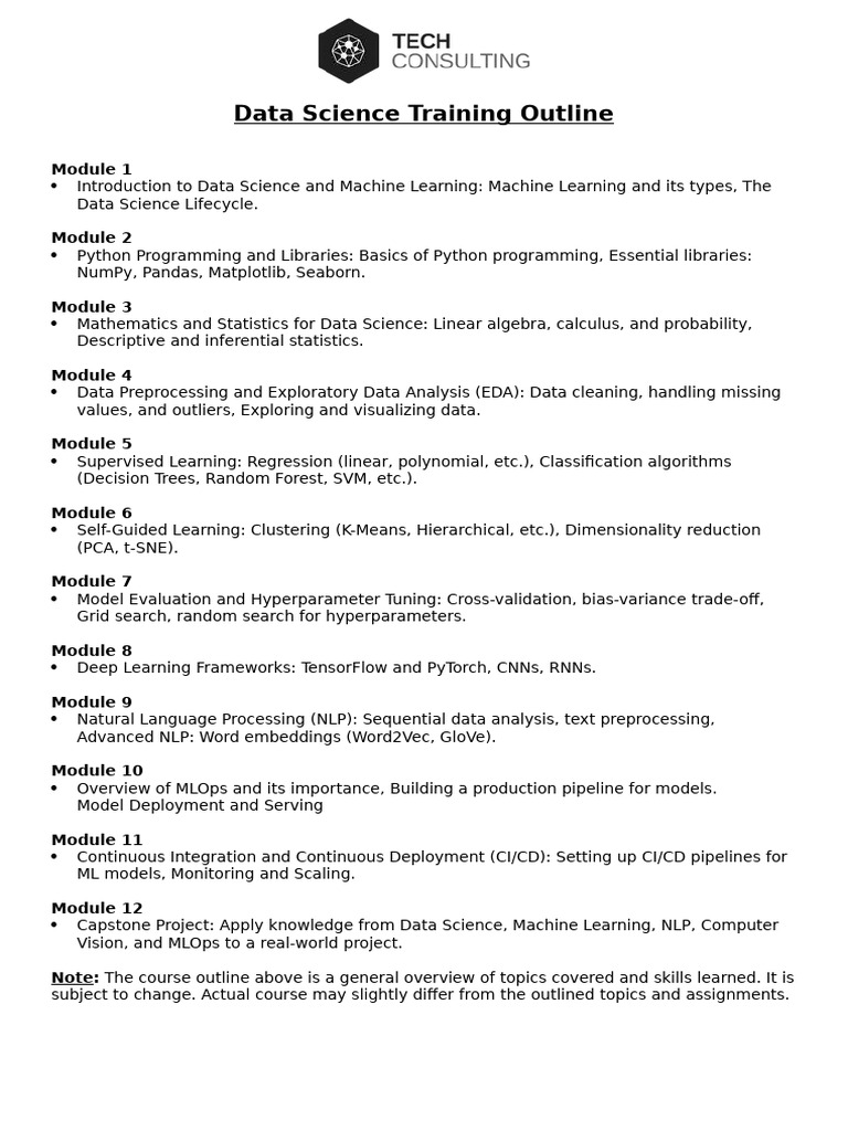 Data Science Training Outline | PDF