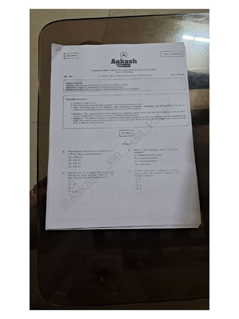 @aakash Jee Test Paper | PDF