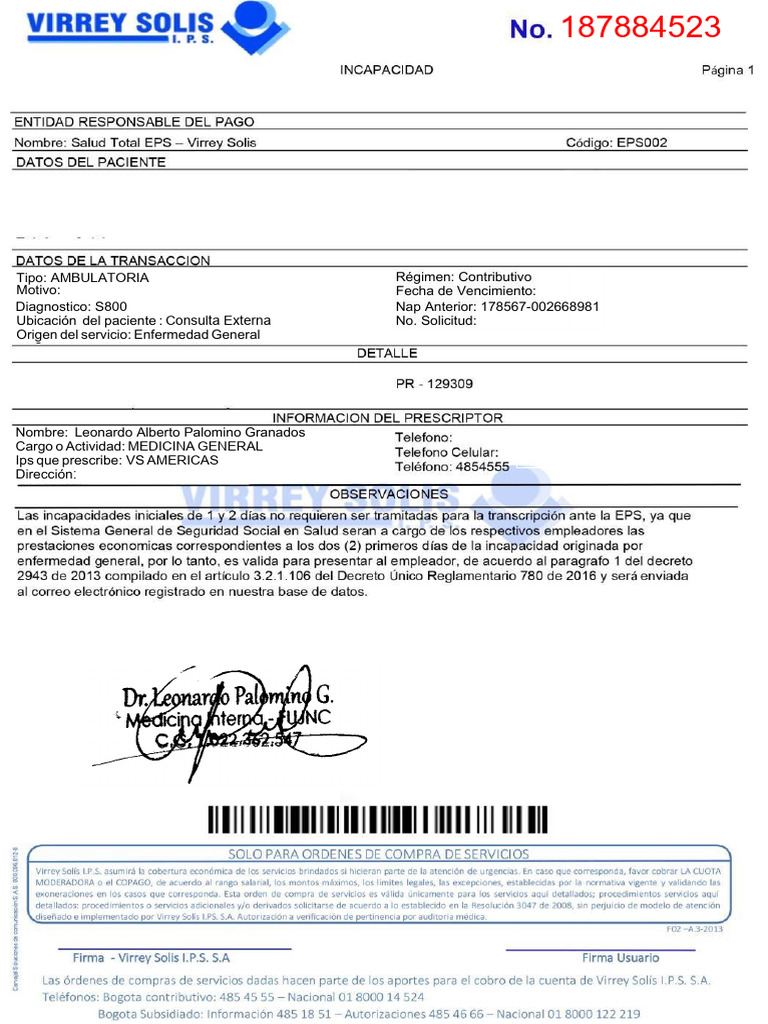 Incapacidad Salud Total Jessica Benitez - 08072025 | PDF