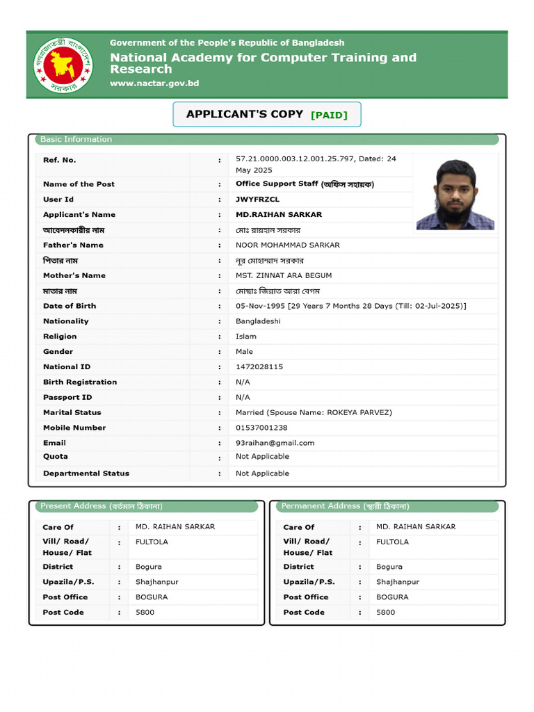 Nactar Applicant's | PDF