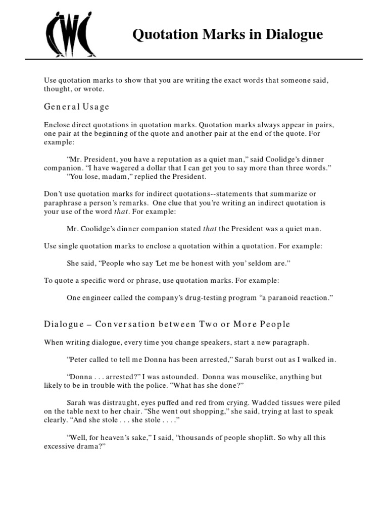 Quotation Marks in Dialogue | Quotation Mark | Punctuation