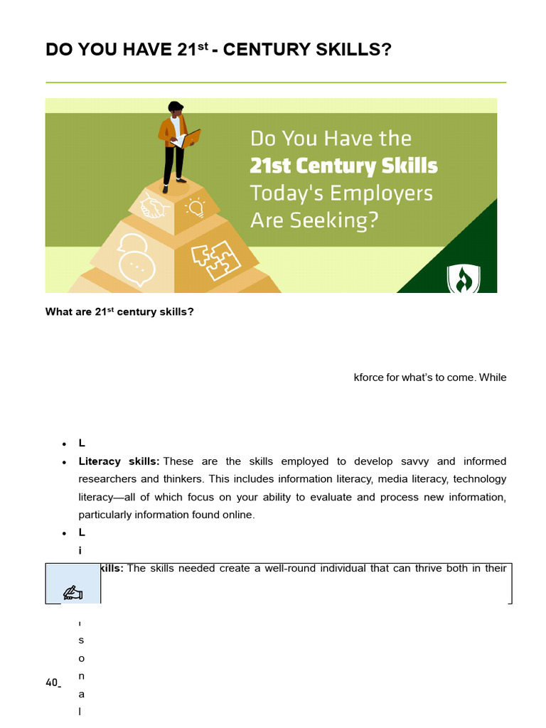 Employment - 21st Century Skills | PDF | Employment | Critical Thinking