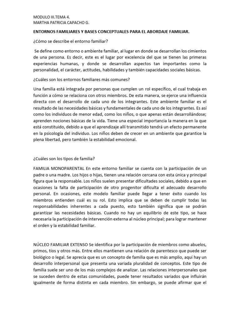 Modulo 3 Tema 4 | PDF | Familia | Sicología