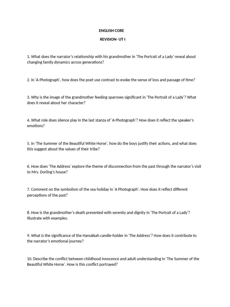 Class 11 Revision PT I Questions | PDF