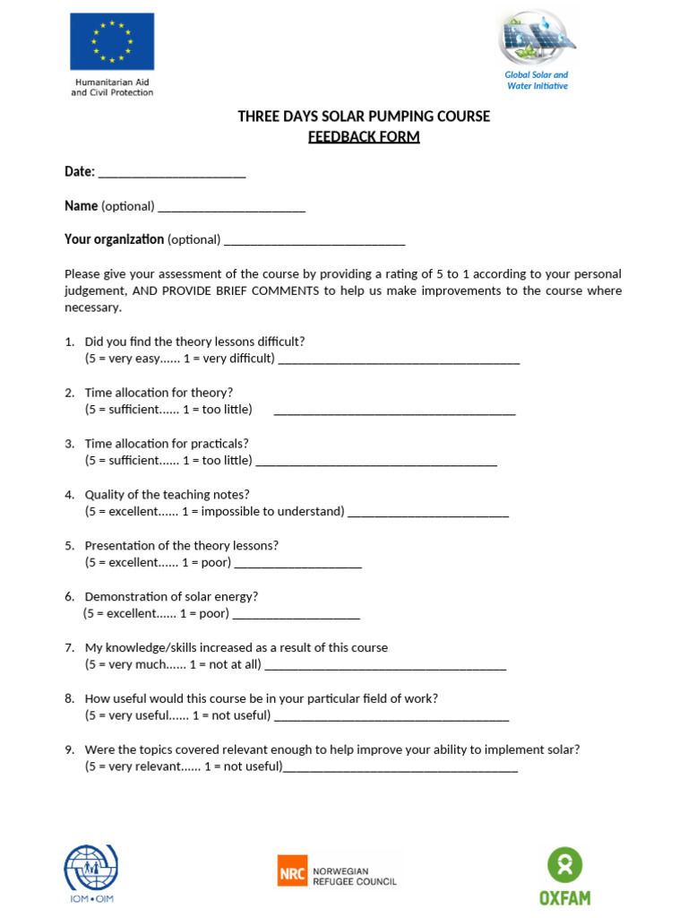 Workshop Evaluation Template | PDF