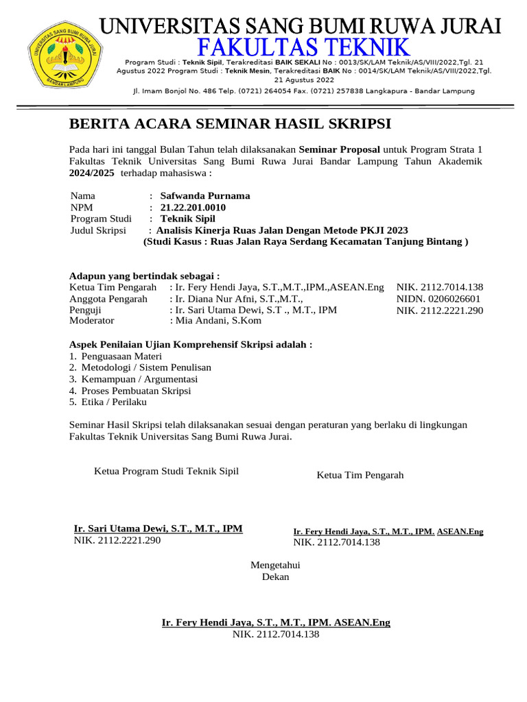 Berita Acara Sempro WANDA | PDF