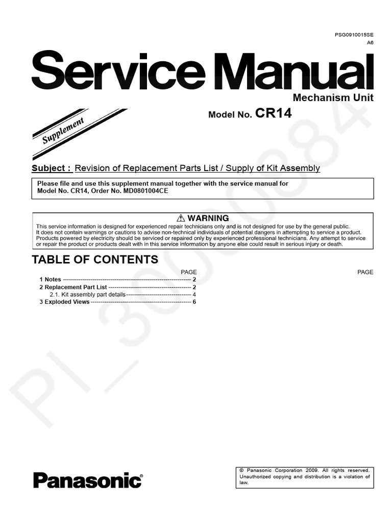 Panasonic Cr14 Supplement | PDF | Tools | Machines