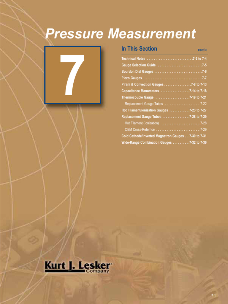 Kurt J Lesker Pressure Measurement | PDF | Pressure Measurement | Vacuum