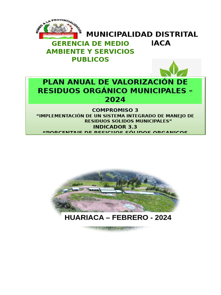 Plan de Valorización de Residuos Sólidos | PDF | Compost | Residuos