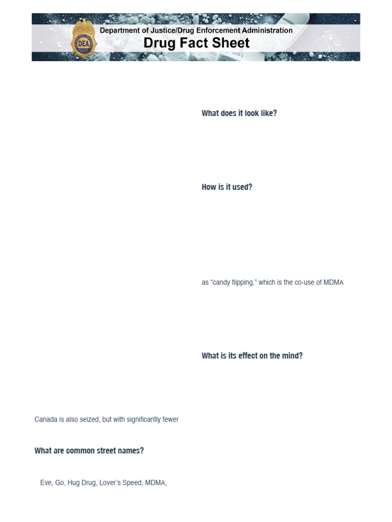 Ecstasy MDMA Drug Fact Sheet | PDF | Mdma | Psychoactive Drugs