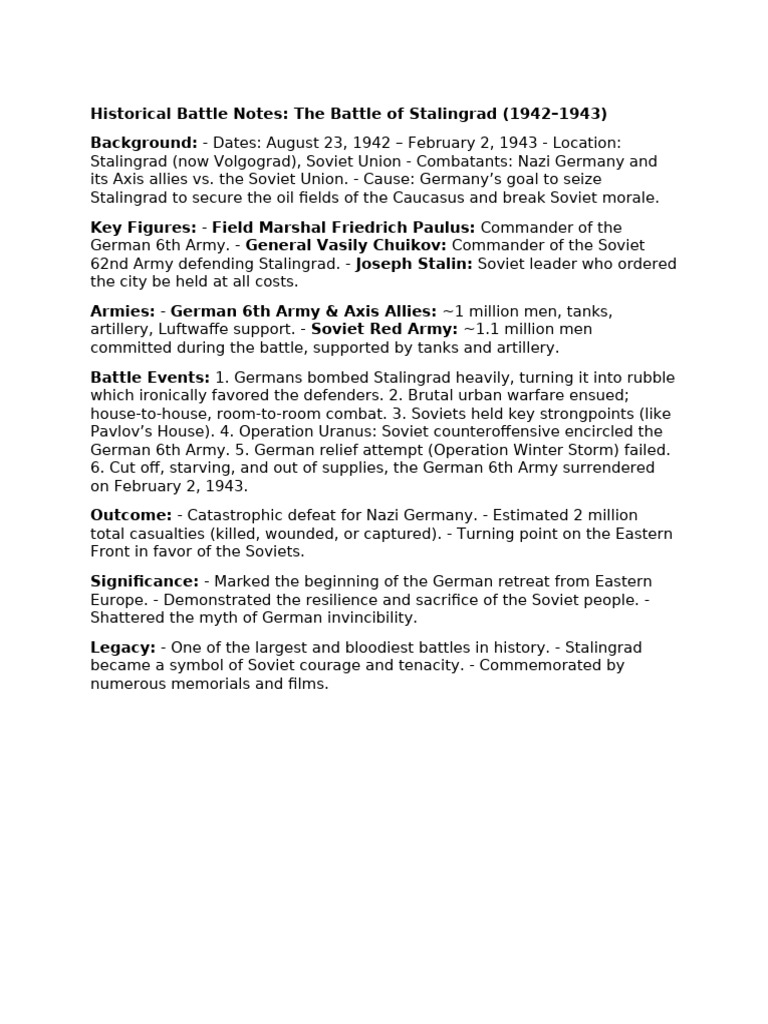 Overview of the Battle of Stalingrad | PDF