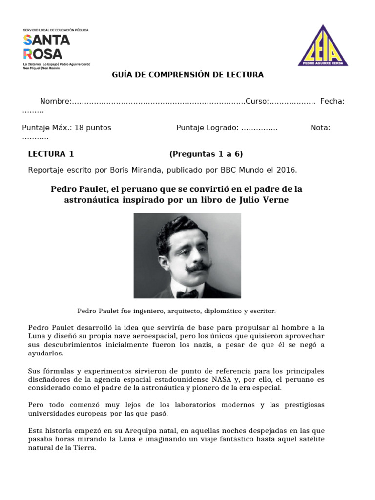 GUÍA N°3 Comprensión Lectora 2NM Tercero y Cuarto Medio | PDF | Wernher ...