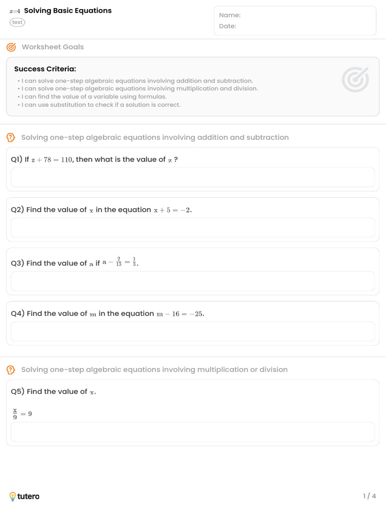 Basic Equations Worksheet | PDF | Equations | Mathematics