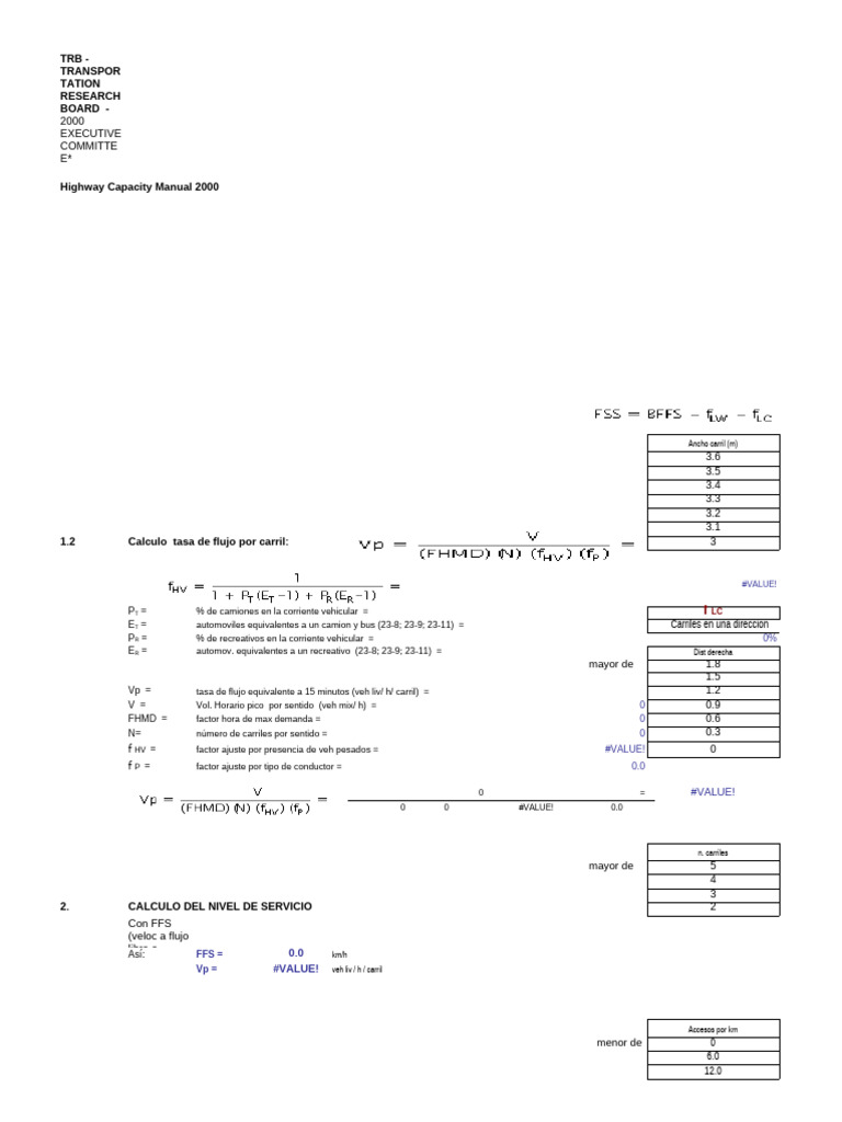 Capacidad en Vias Multicarril HCM-2000 JUAN SEBASTIAN ANGULO | PDF ...