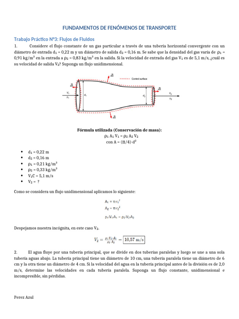 Trabajo Practico N3 Perez Azul Con Formulas | PDF | Numero Reynolds | Ingeniería Química