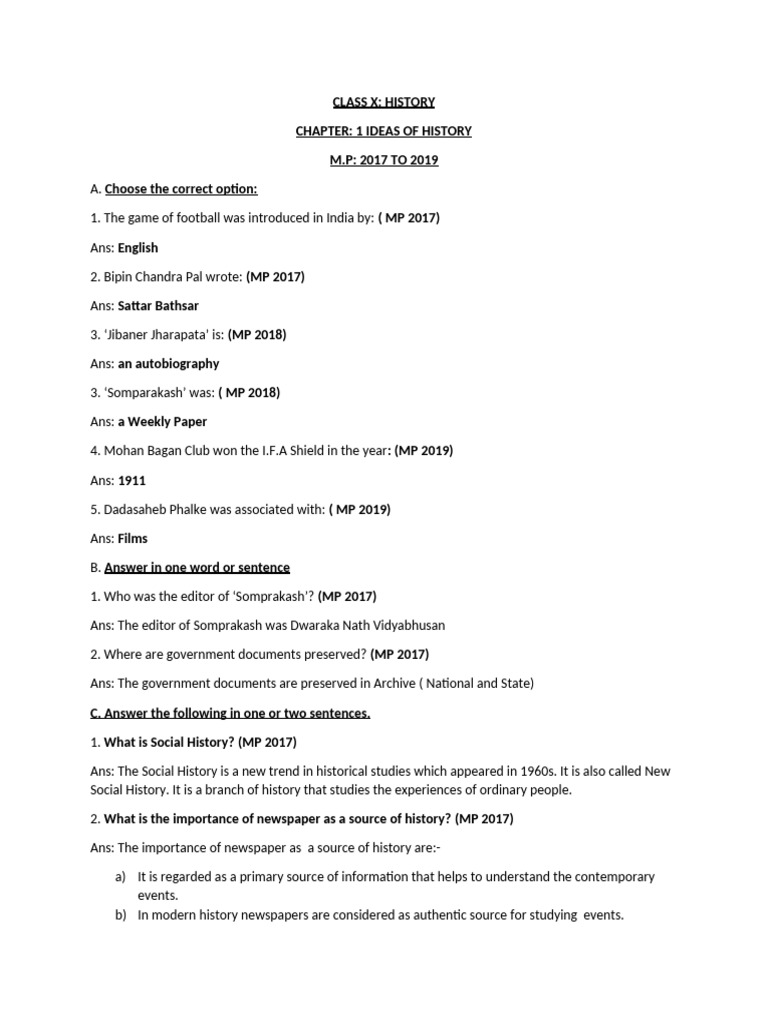 Class X History: Key Concepts & Sources | PDF | Primary Sources ...