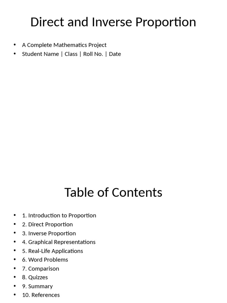 Direct and Inverse Proportion Project | PDF | Mathematics