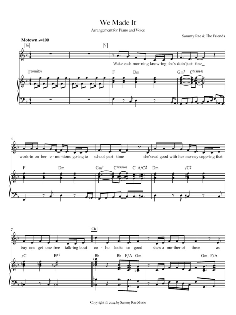 Arrangement Piano-Vocal "We Made It" | PDF