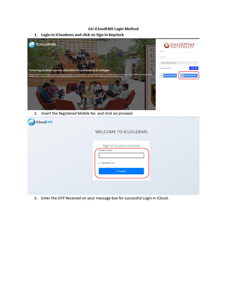 GU ICloudEMS Login Method | PDF