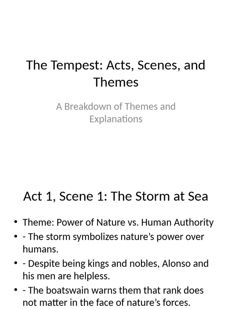 The Tempest: Acts and Themes Overview | PDF | The Tempest ...