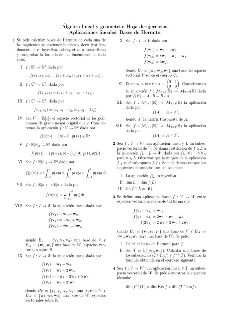 Ejer 06 Aplicaciones Lineales | PDF | Mapa lineal | Teoría del operador