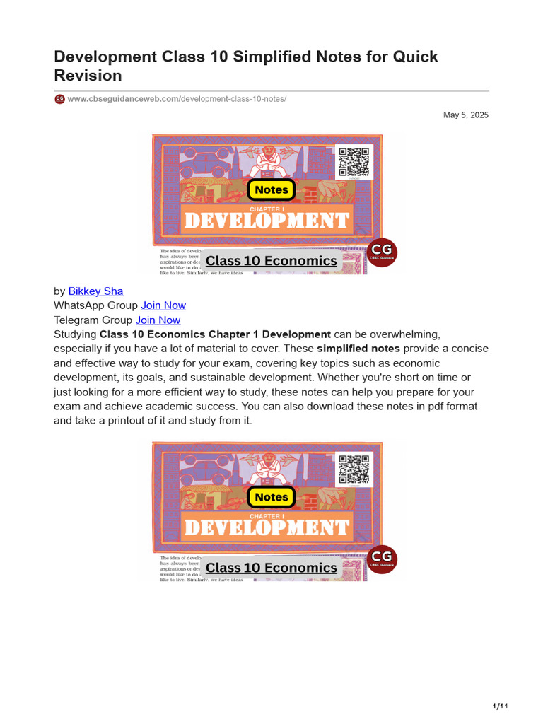 Class 10 Development Notes Summary | PDF | Human Development Index ...