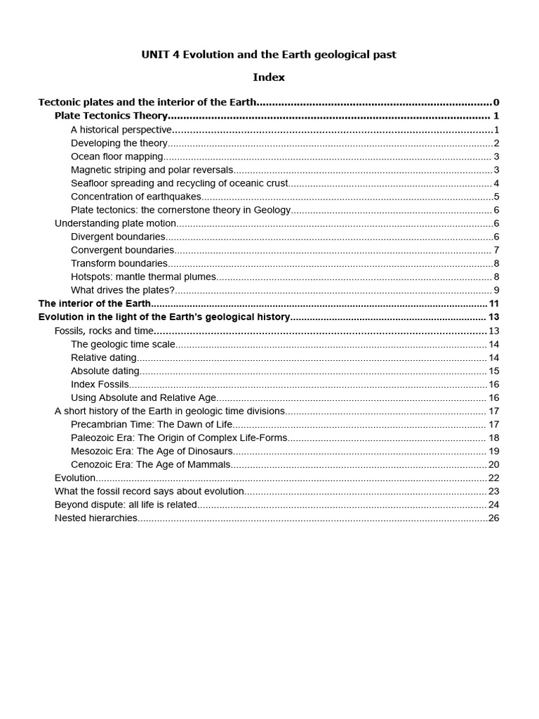 Notes Unit 4 Earths Dynamics, Interior and Geological Past and ...