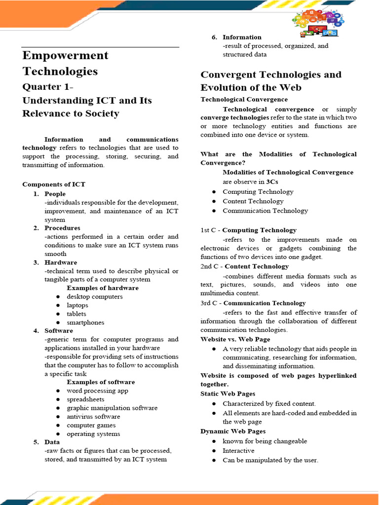 ICT and Its Current State Software Application and Platforms Handout | PDF | World Wide Web ...