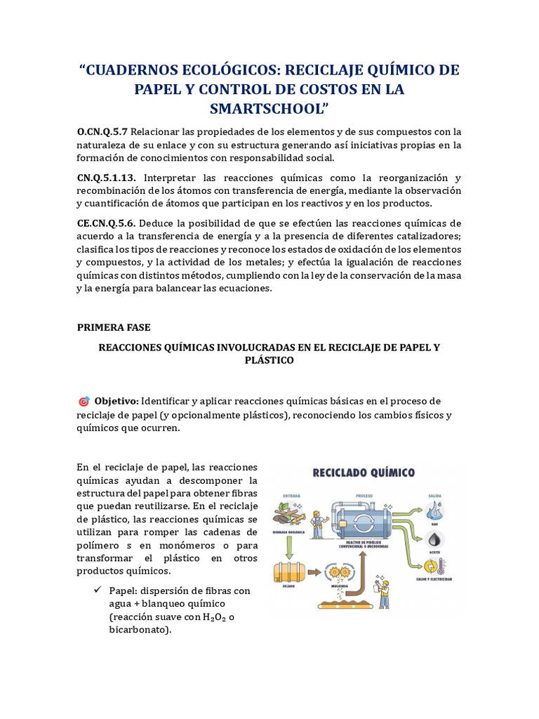 Fase1 Proyecto | PDF | Química | Reacciones químicas