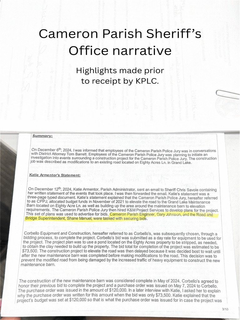 Cameron Parish Sheriff's Office Narrative | PDF