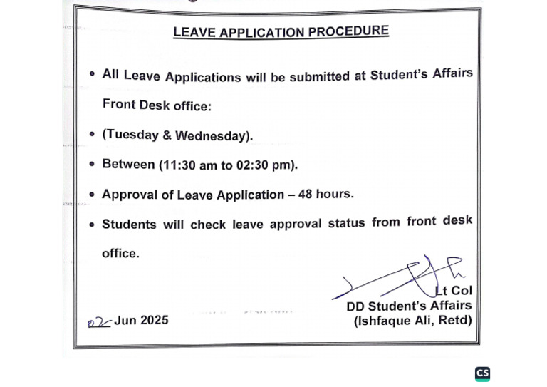 Leave Application Procedure | PDF