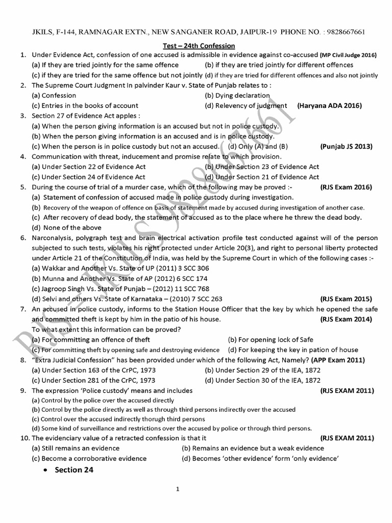 IEA Test - 24th Confession | PDF