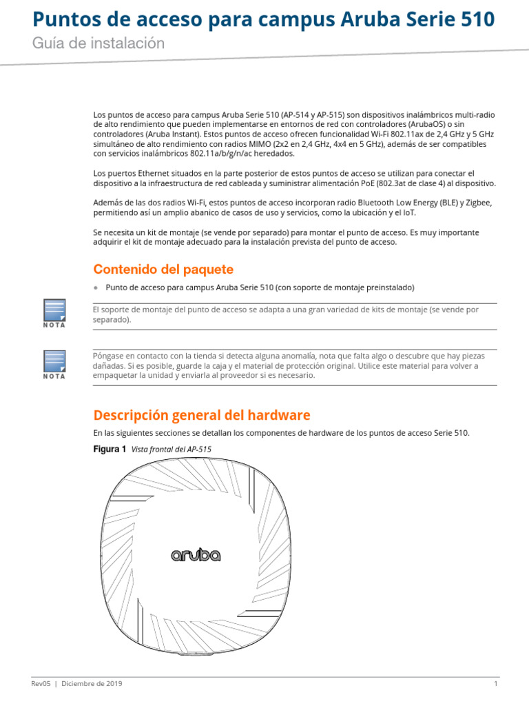 AP-510 Install Guide ES | PDF | Punto de acceso inalámbrico | Ieee 802.11