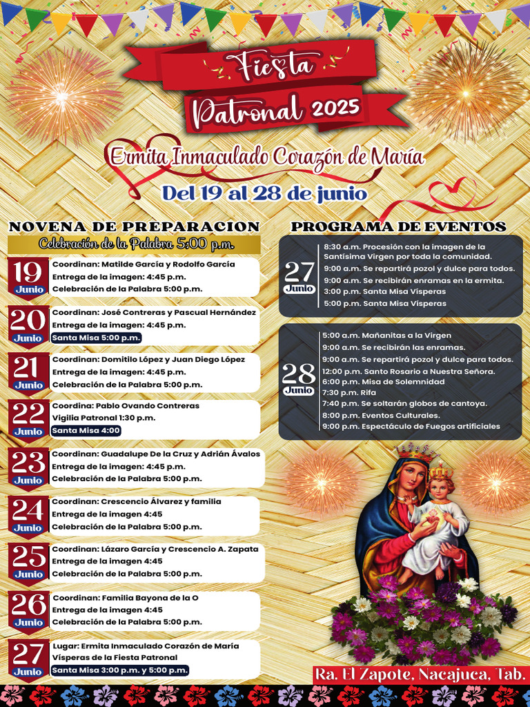 Fiesta Patronal 2025 El Zapote | PDF | Fiestas cristianas y días santos | Iglesia Católica