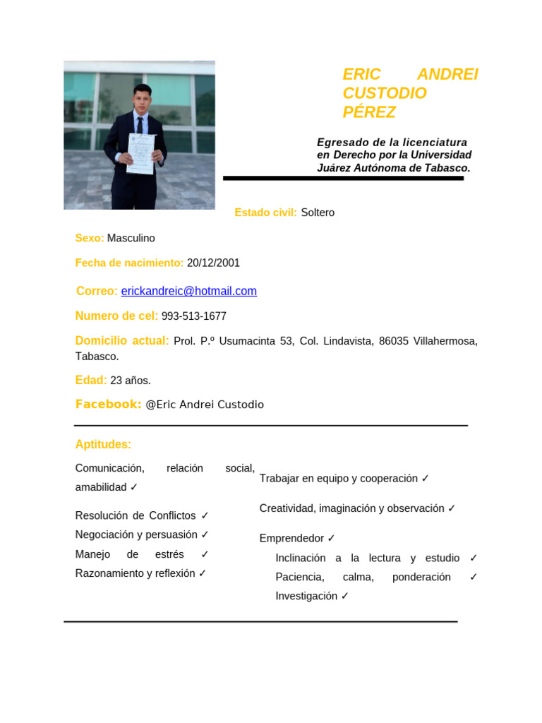 CV Eric Andrei Custodio Perez | PDF