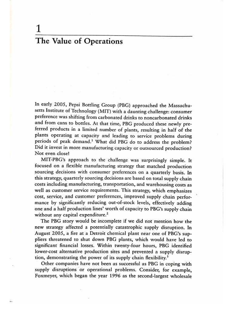 The Value of Operations-David Simchi-Levi | PDF