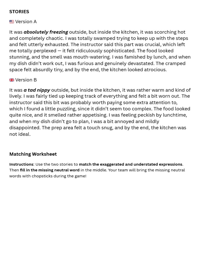 ? Matching Worksheet - Chopstick Race Edition | PDF