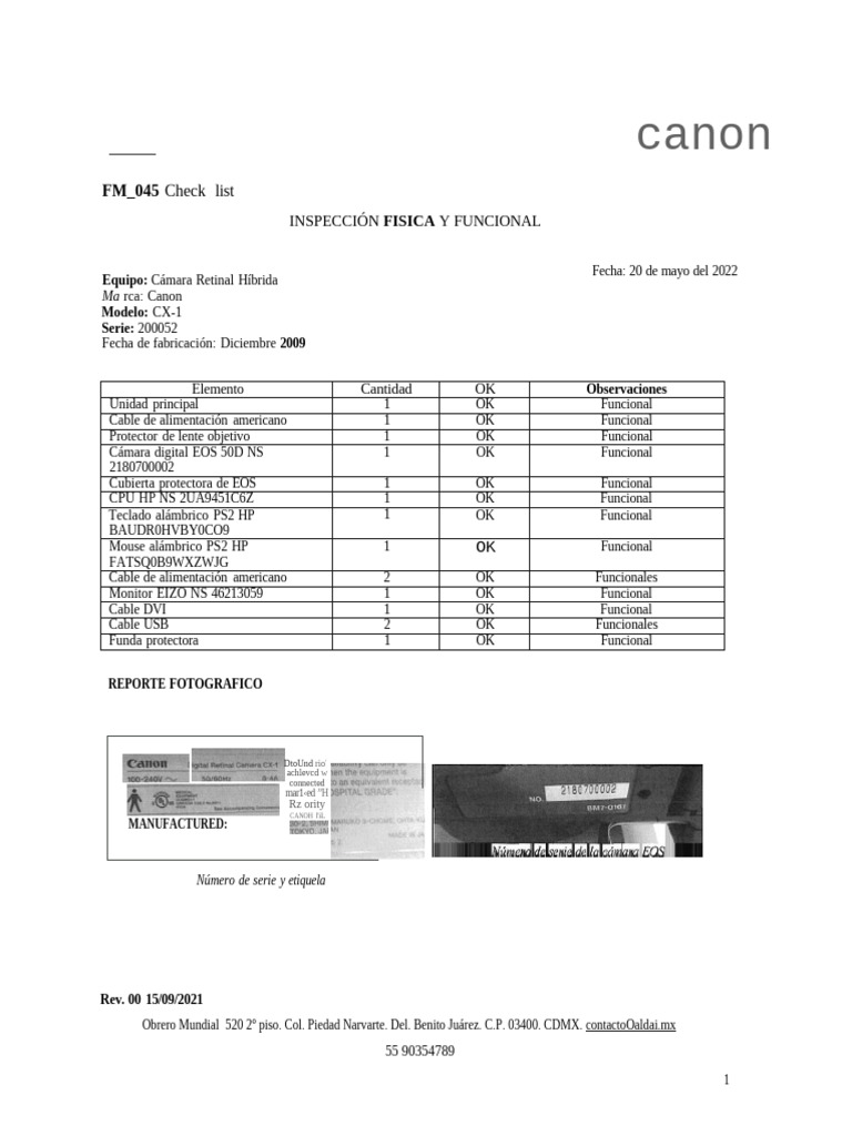 Informe Canon Camara Cx-1 200052 | PDF | Hardware de la computadora ...